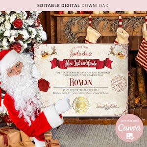 Editable Santa Nice List Certificate Printable Santas Official Document ...