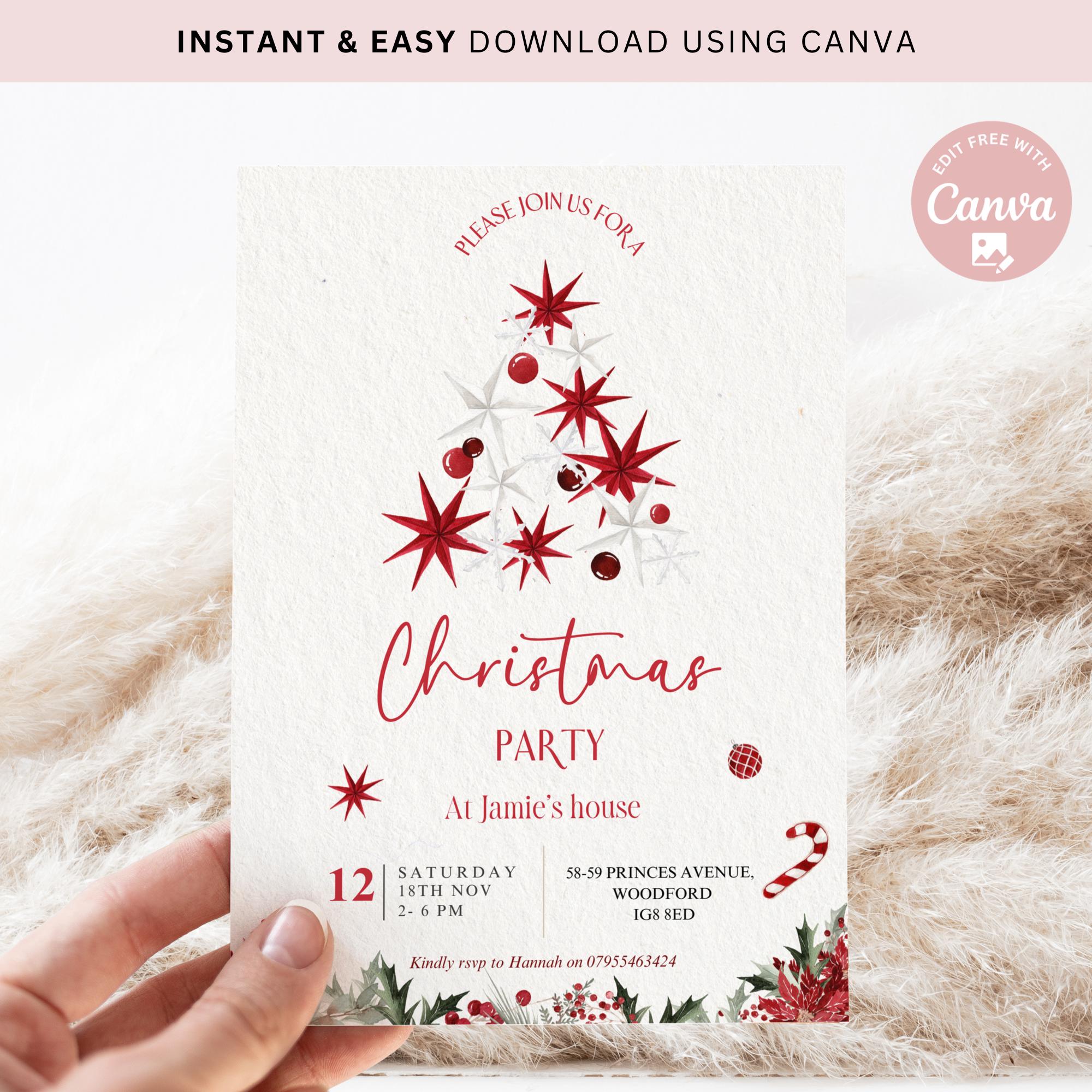 Editable Christmas Party Invitation Christmas Party Invite Christmas ...