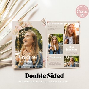 Editable Minimalist Boho Graduation Invitation Graduation Party ...