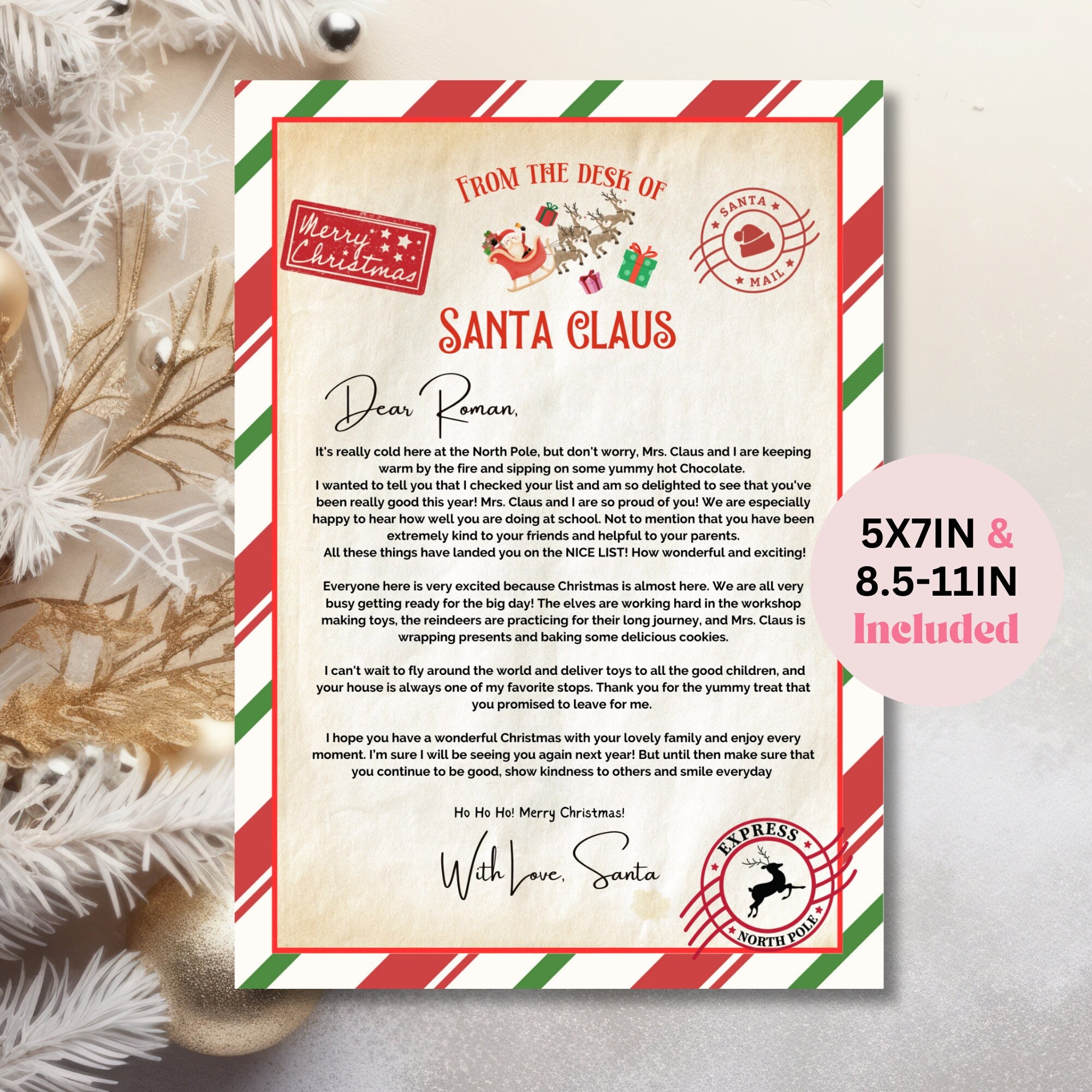 Editable Personalized Kids Letter From Santa Claus From the - Etsy