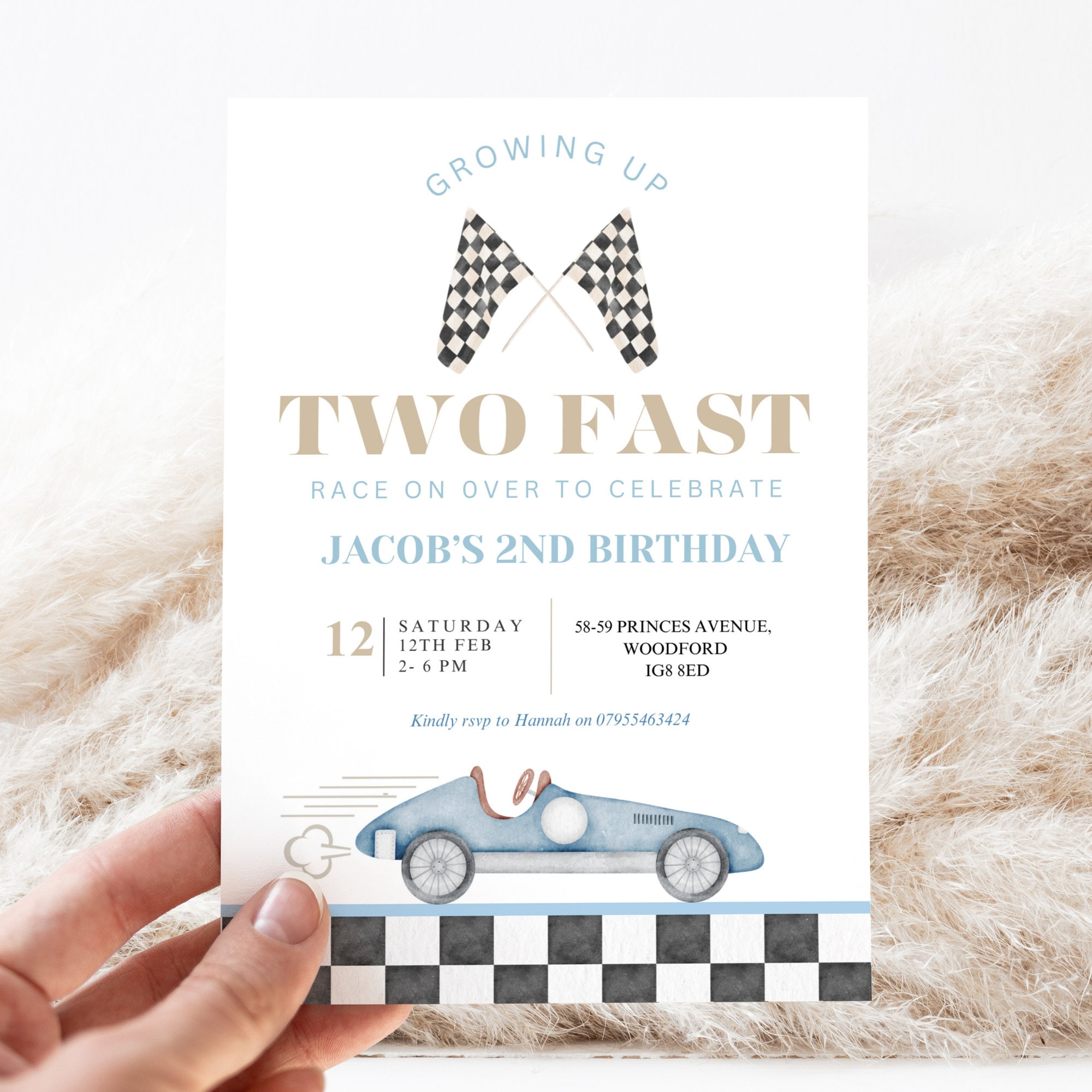 Editable Two Fast Birthday Invitation Race Car 2nd Birthday - Etsy