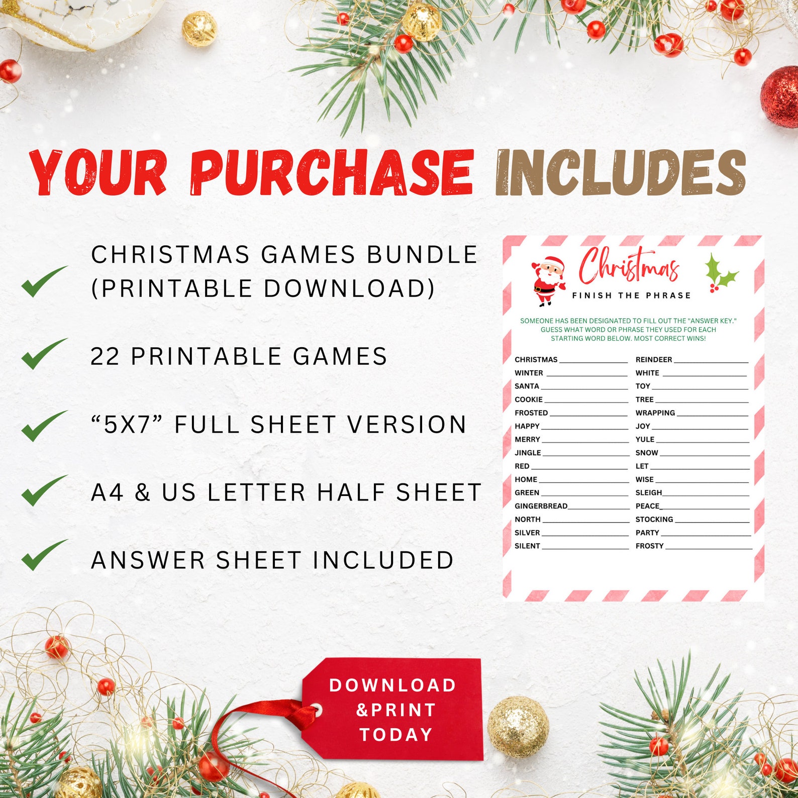 Christmas Games Printable Bundle Christmas Party Games School Christmas ...