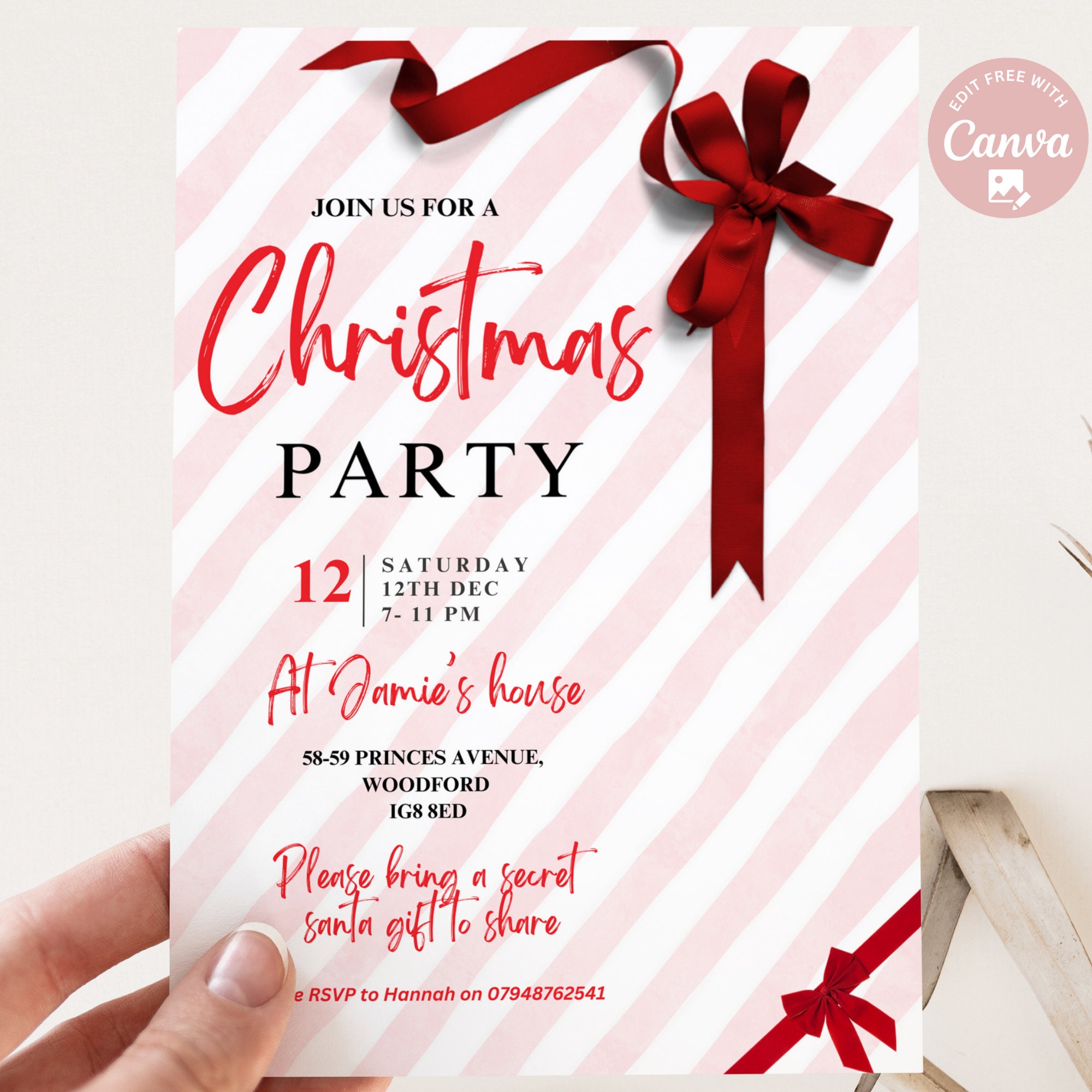 Editable Christmas Party Invitation Christmas Party Invite Christmas ...
