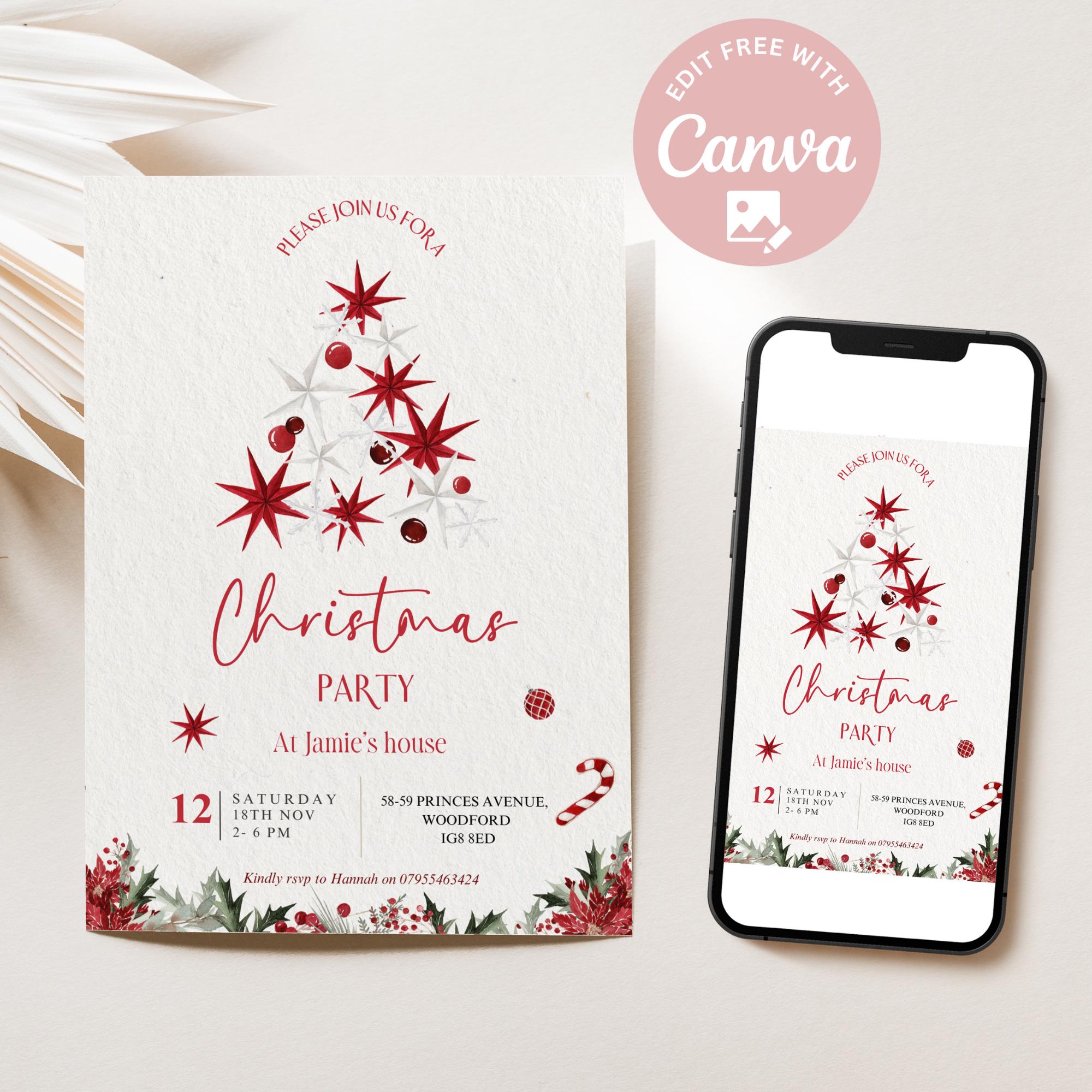 Editable Christmas Party Invitation Christmas Party Invite Christmas ...