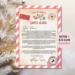 Editable Personalized Kids Letter From Santa Claus From the Desk of ...