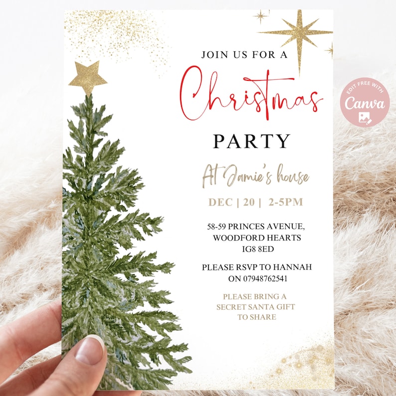Editable Christmas Party Invitation Christmas Party Invite Christmas ...