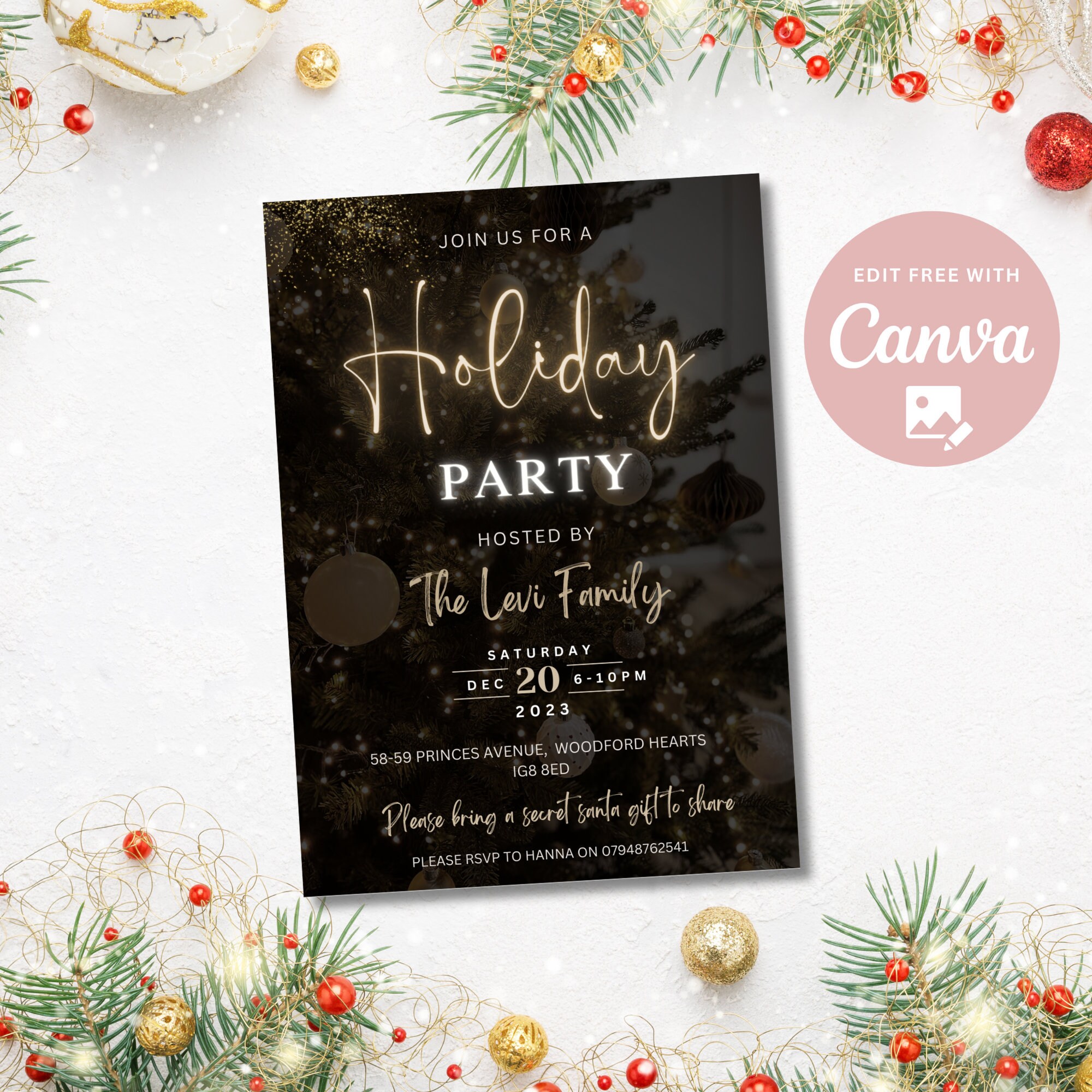 Editable Christmas Party Invitation Christmas Party Invite - Etsy