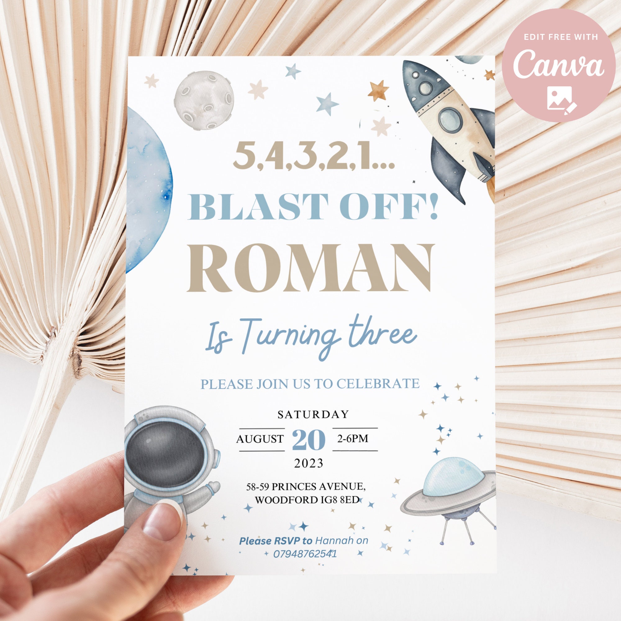 Editable Outer Space Birthday Invitation Galaxy Blast off - Etsy