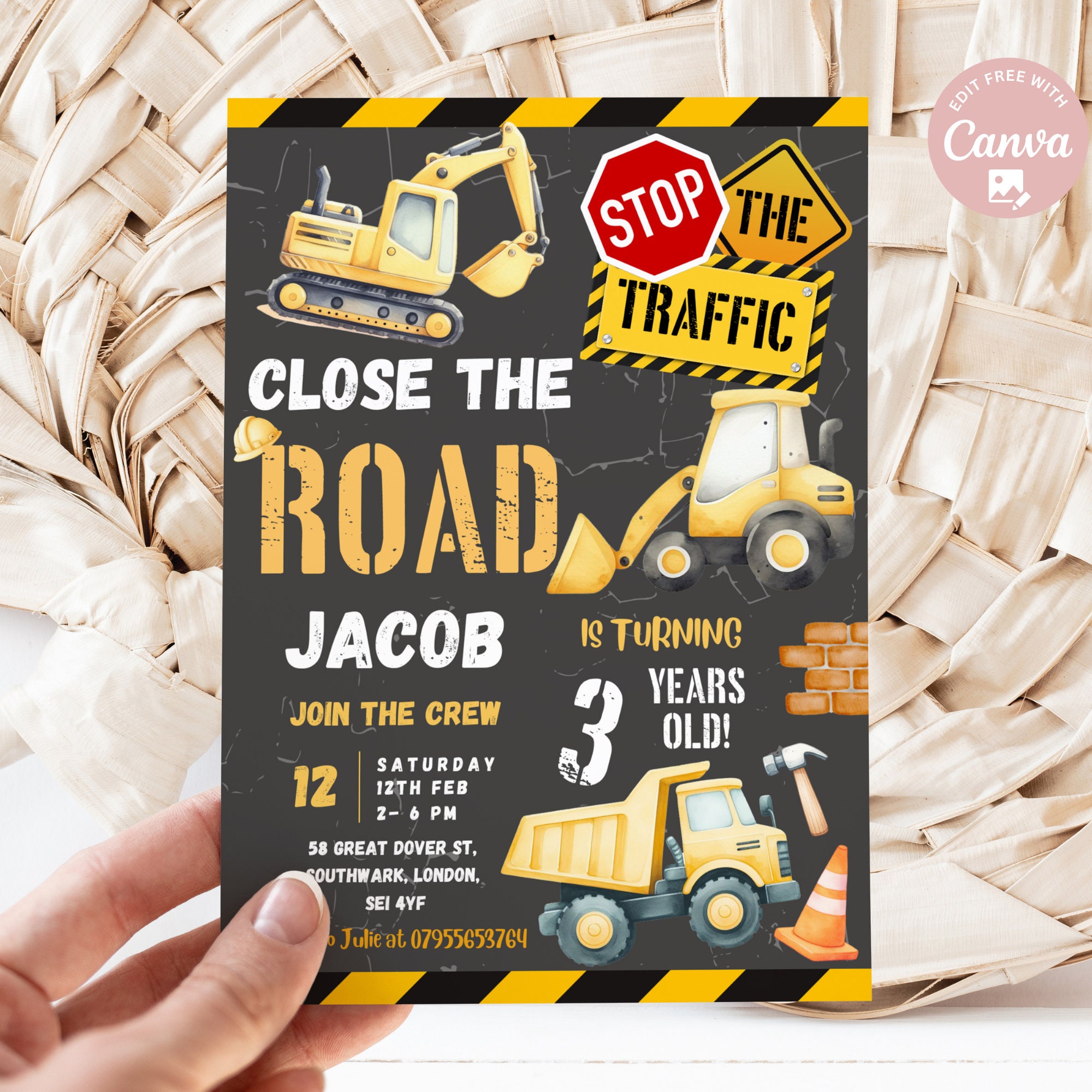 Editable Construction Party Invitation Boys Construction - Etsy