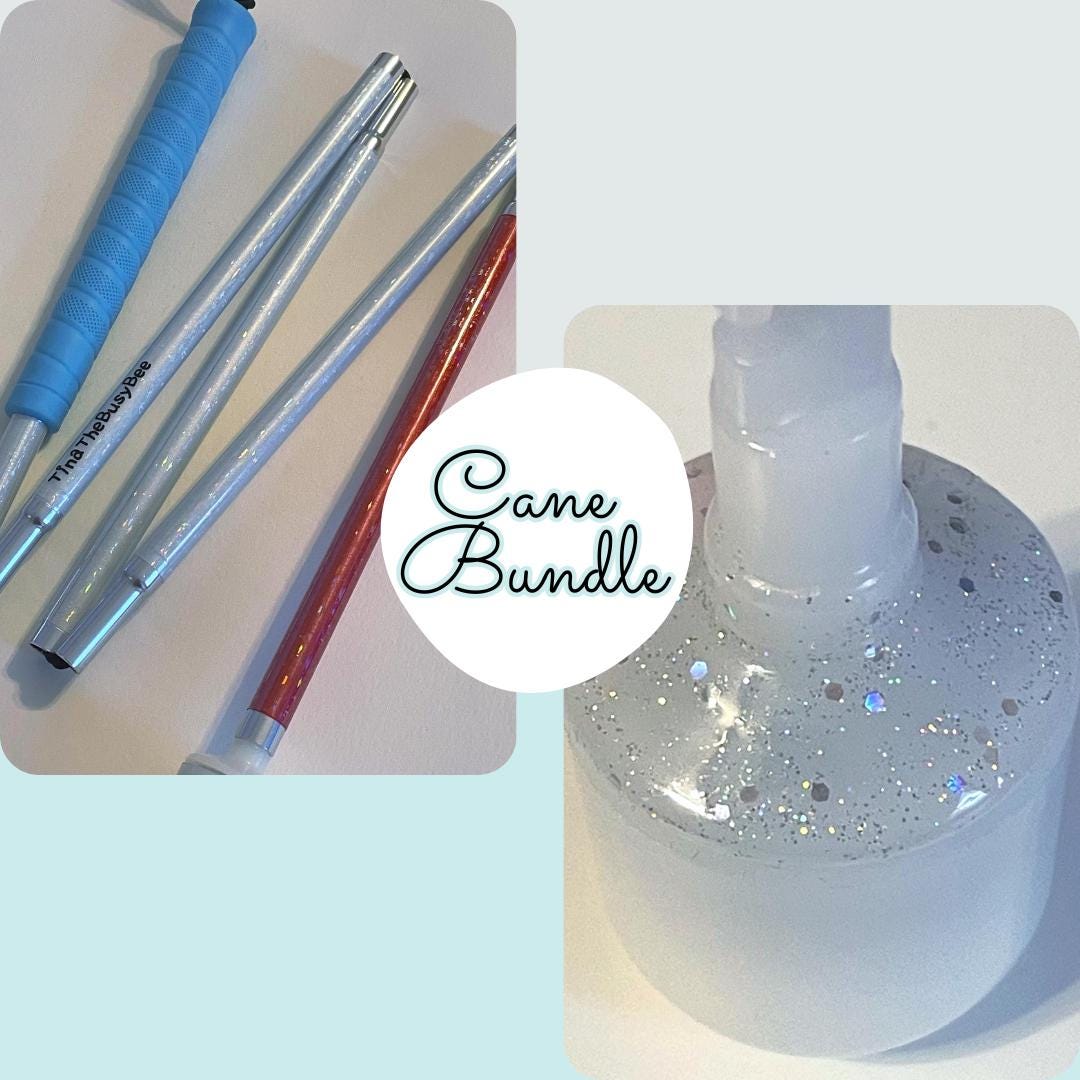 Custom Generic “twinkle” White Cane Bundle – Cane and Matching Tip Set ...