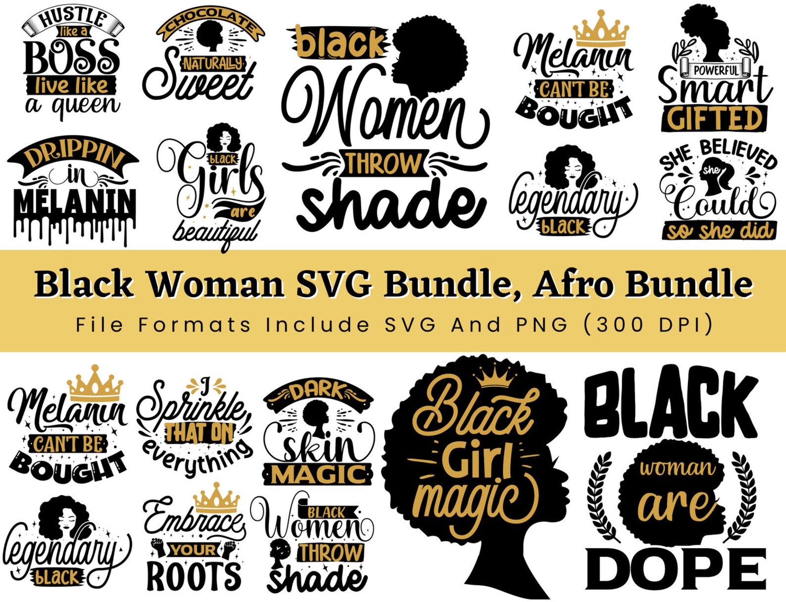 Black Woman SVG Bundle, Afro Png Bundle, Customize SVG Bundle, Digital ...
