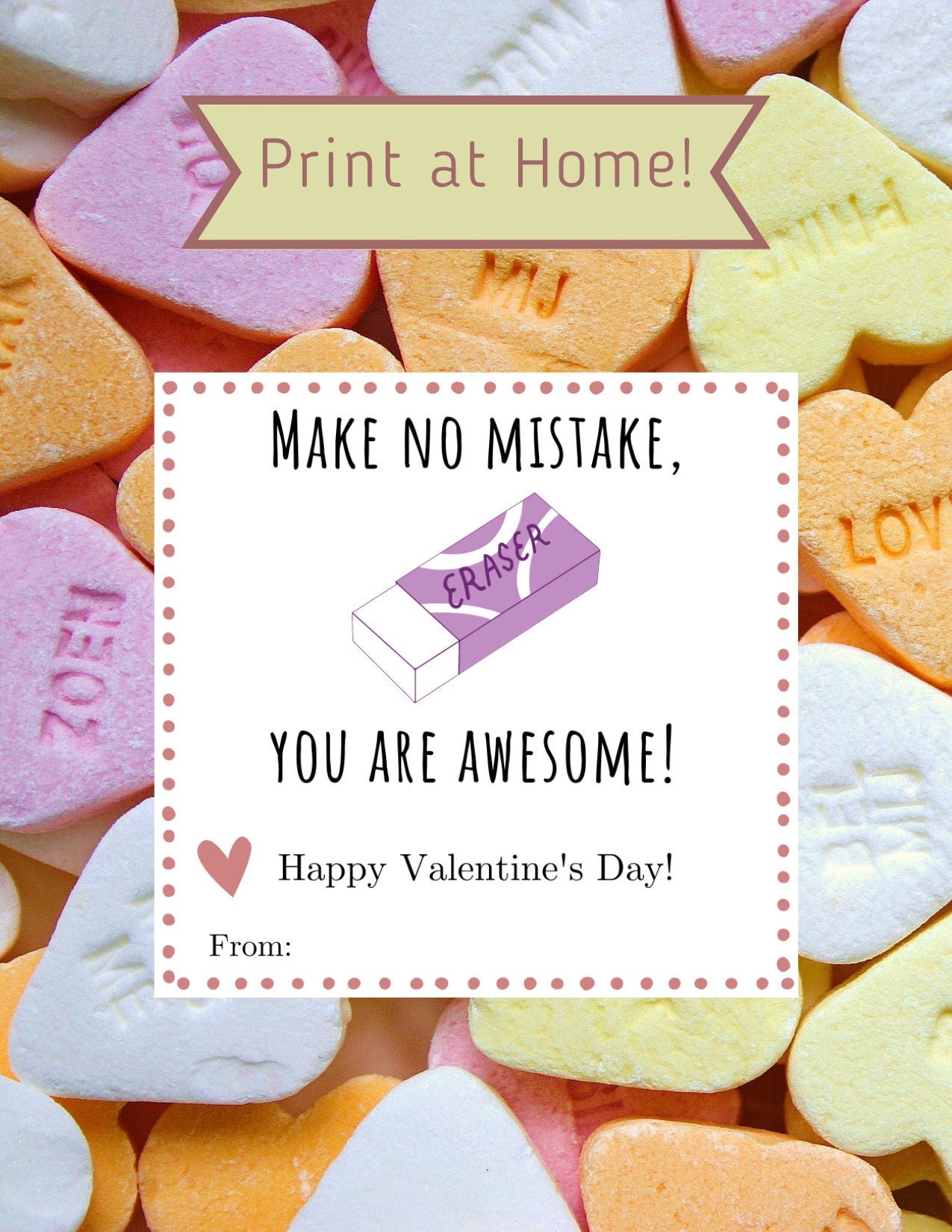 Eraser Pun Valentines --digital Download With and Without Clipart! - Etsy