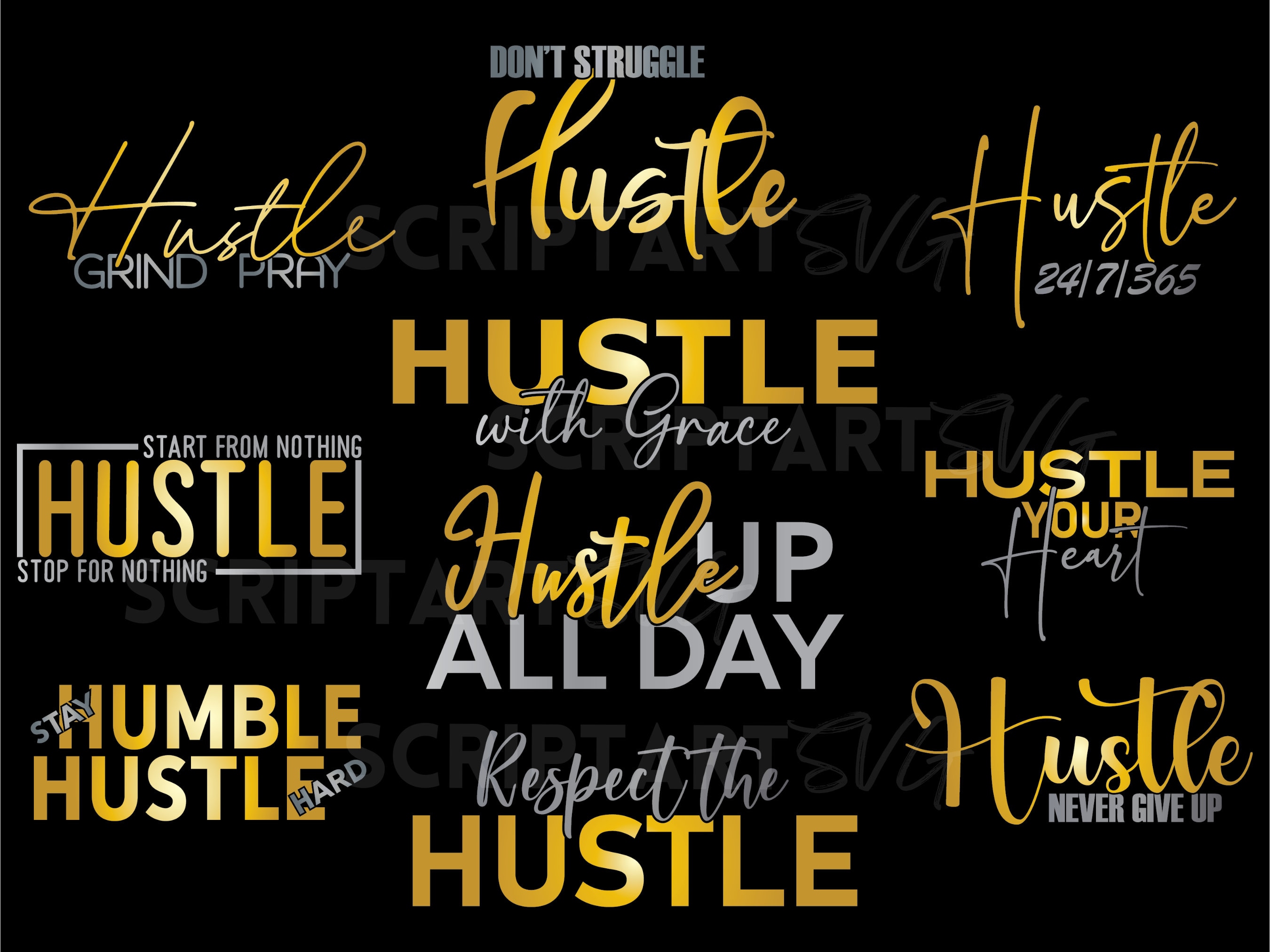 Hustle Bundle 2 SVG PNG Respect the Hustle Svg Stay Humble Hustle Hard ...