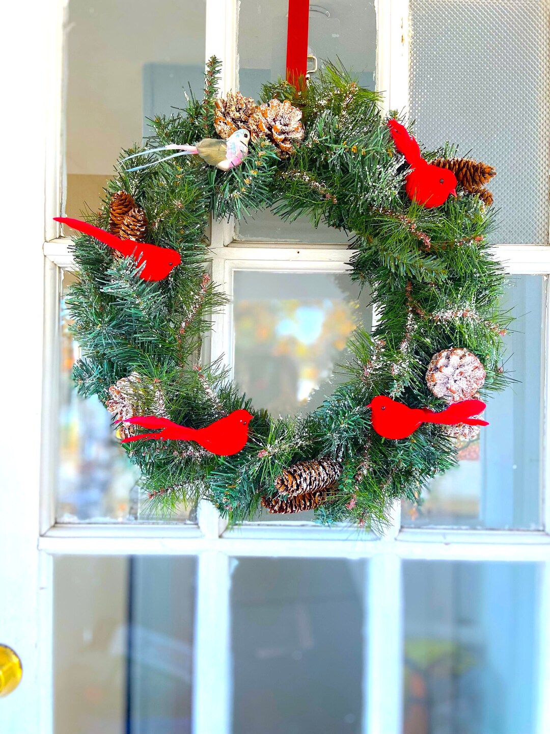 Green Wreath With Red Birds - Etsy