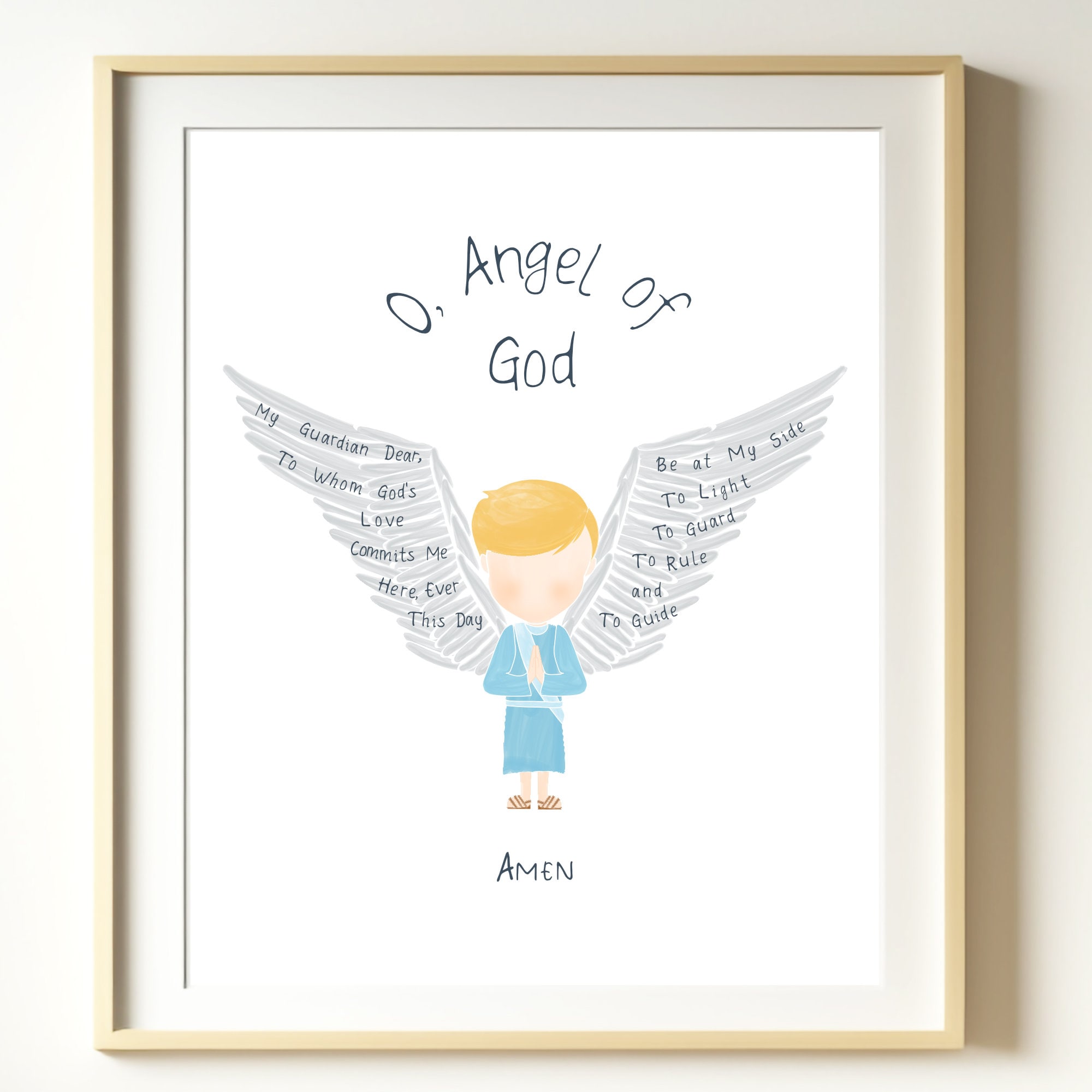 Guardian Angel Prayer Blue Art Print 8x10 - Etsy