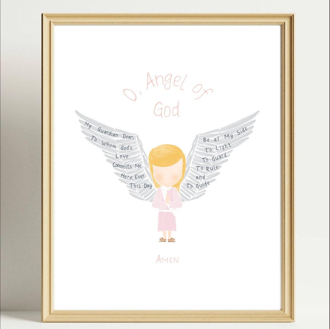 Angel of God Prayer Pink Art Print 8x10 - Etsy
