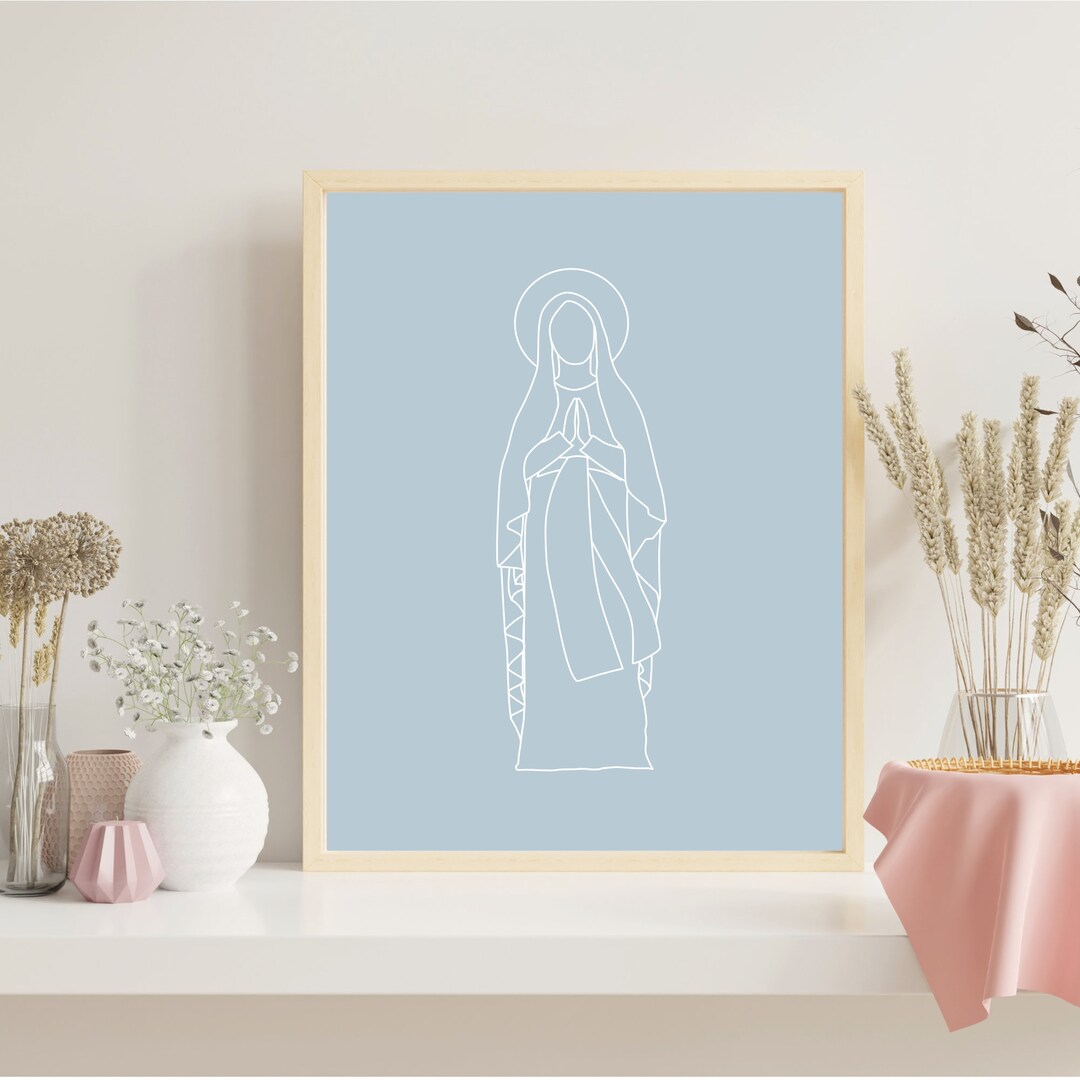 Blessed Mother Minimalistic Blue Art Print 8x10 & 11x14 - Etsy