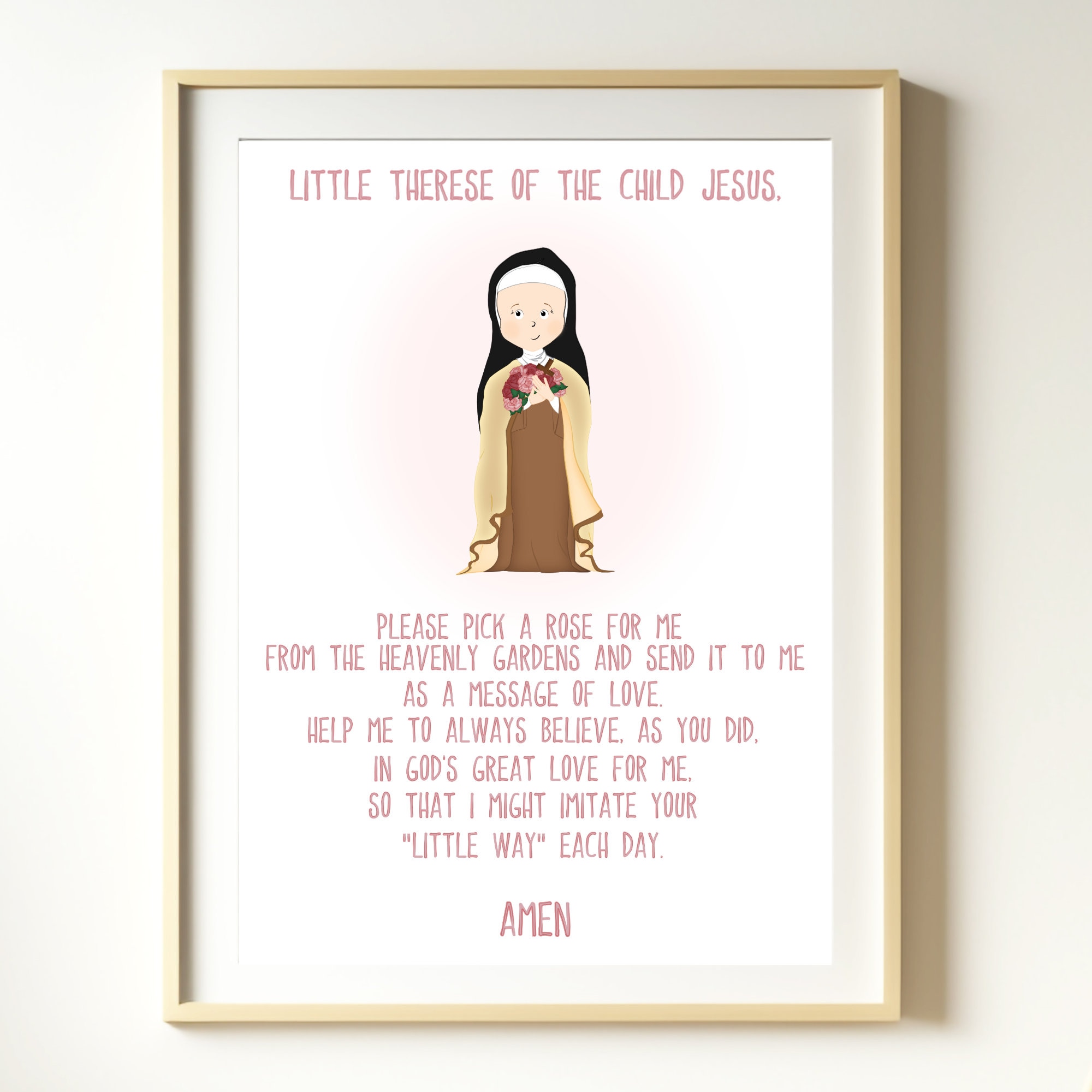 St. Therese Prayer Print for Catholic Nursery Art Baptism Gift Catholic ...