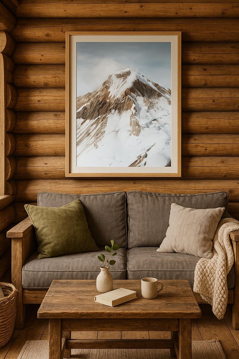 Alaska Mountain Print Rustic Cabin Wall Art Nature Landscape ...