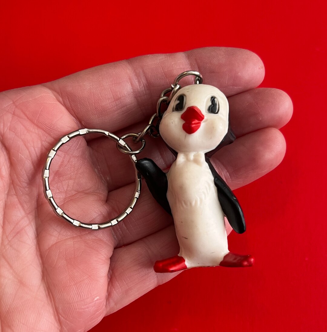 Vintage 1960's Mini Hard Plastic Penguin Keychain - Etsy