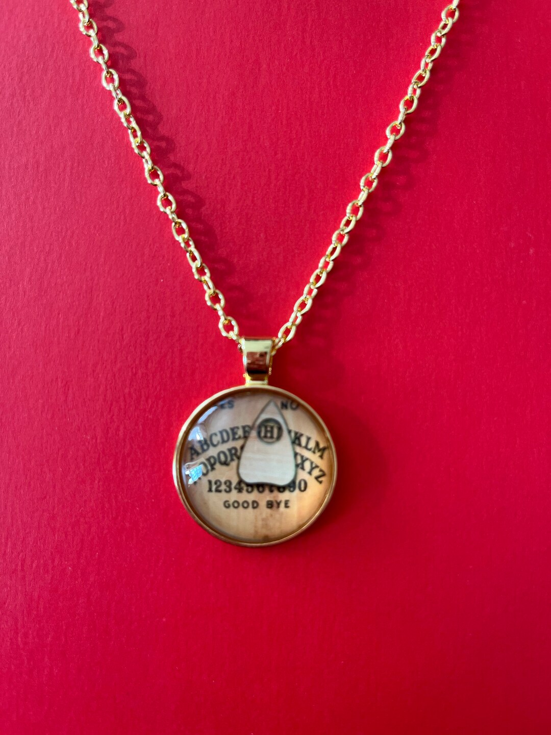 Gold Toned Round Ouija Board Metal Custom Charm Pendant Necklace - Etsy