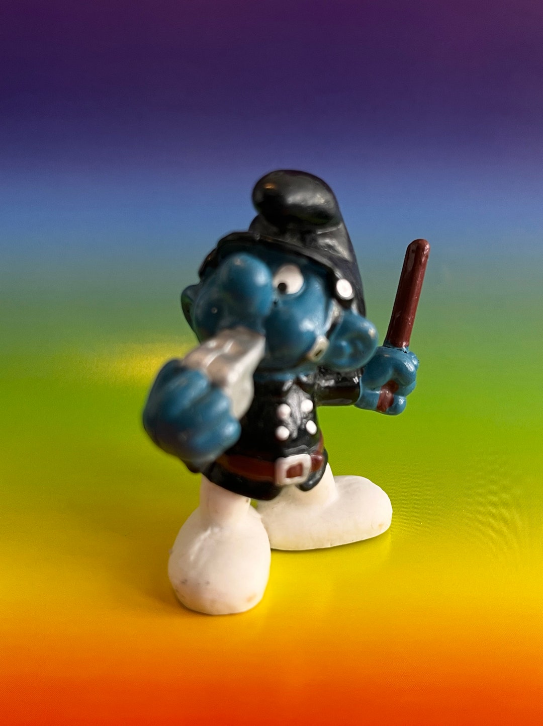 Vintage 1980's Smurfs Police Officer PVC Mini Figure - Etsy