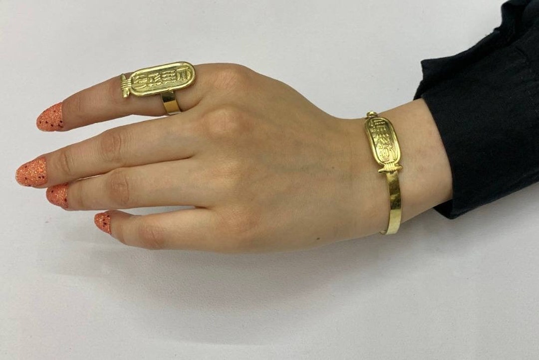 Egyptian Jewellery Collection of 5 Rings and 5 Bracelets Bangles ...