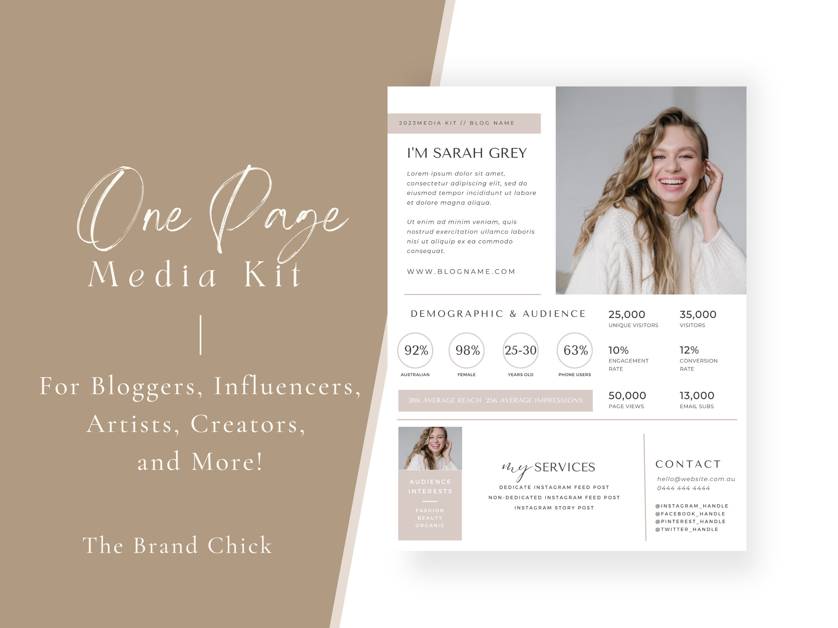 One Page Media Kit Template / Canva Template / Instagram Media Kit ...