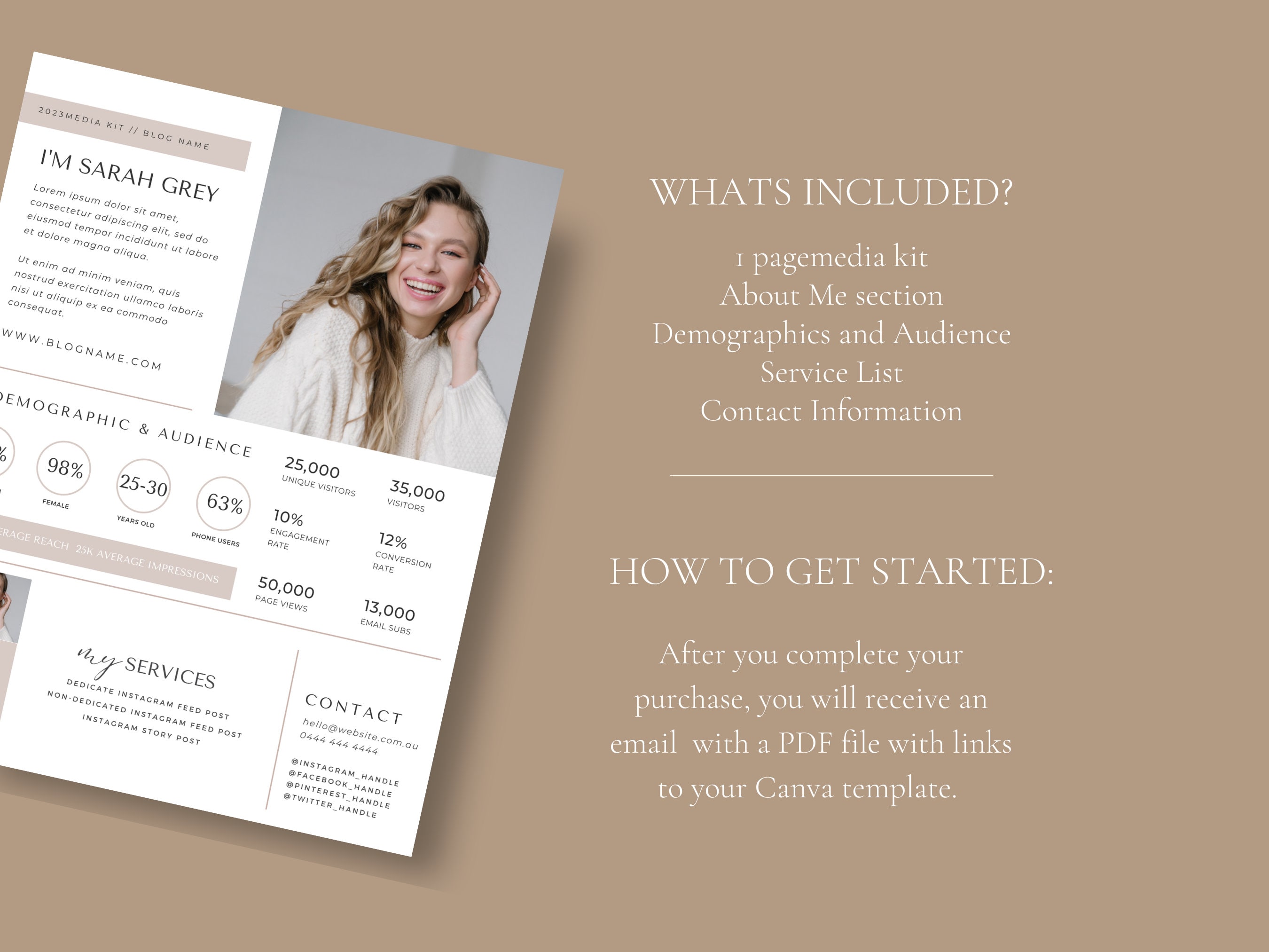 One Page Media Kit Template / Canva Template / Instagram Media Kit ...