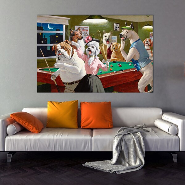 Dogs Playing Pool - Etsy