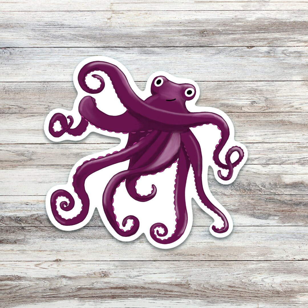 Octopus Sticker Waterproof Vinyl Decal Hand Drawn Original Design Sea ...