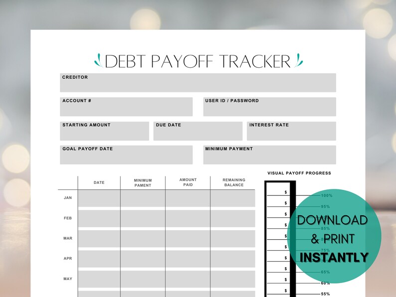 Debt Repayment Tracker Printable PDF | Snowball Debt Tracker, Avalanche ...