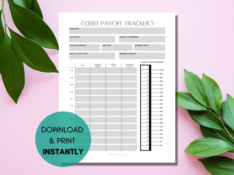 Debt Repayment Tracker Printable PDF | Snowball Debt Tracker, Avalanche ...