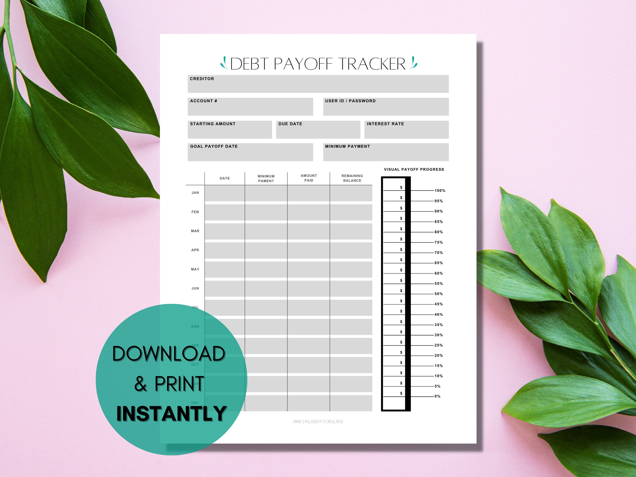 Debt Repayment Tracker Printable PDF | Snowball Debt Tracker, Avalanche ...