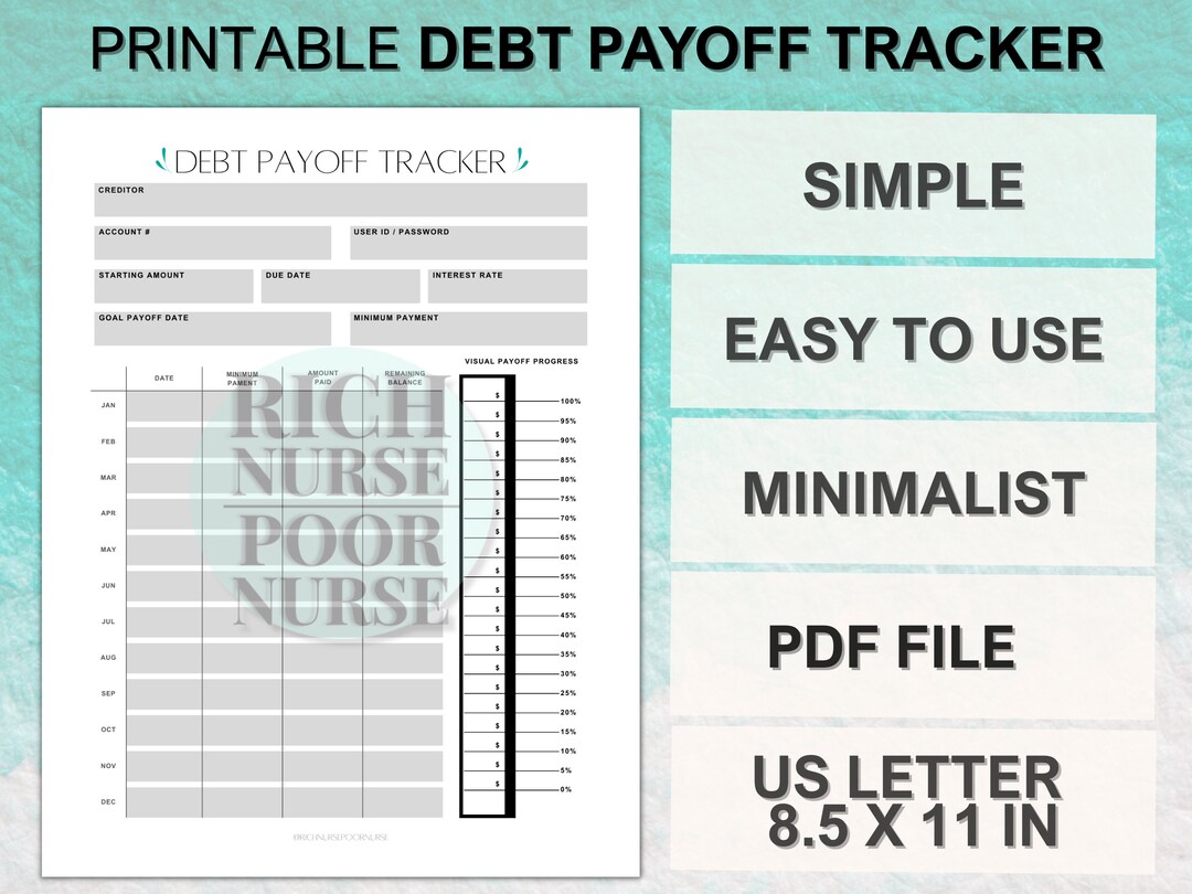 Debt Repayment Tracker Printable PDF | Snowball Debt Tracker, Avalanche ...