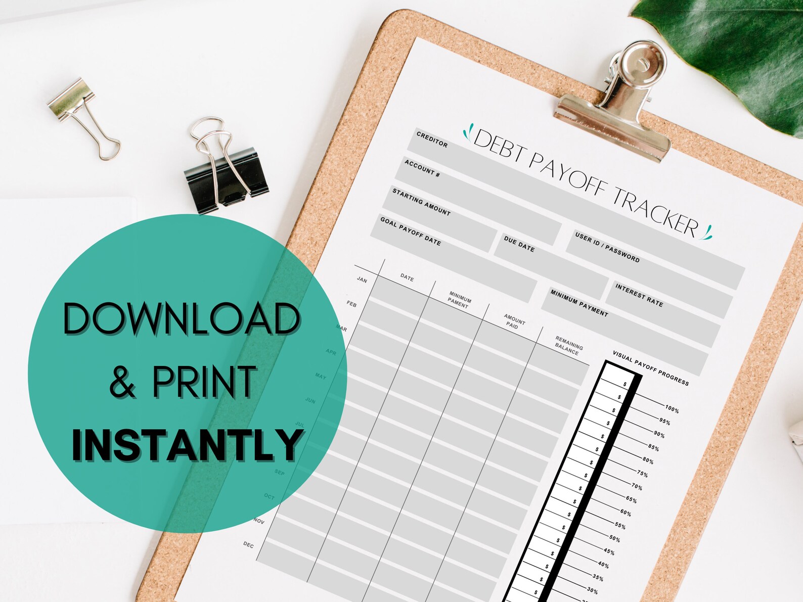 Debt Repayment Tracker Printable PDF | Snowball Debt Tracker, Avalanche ...