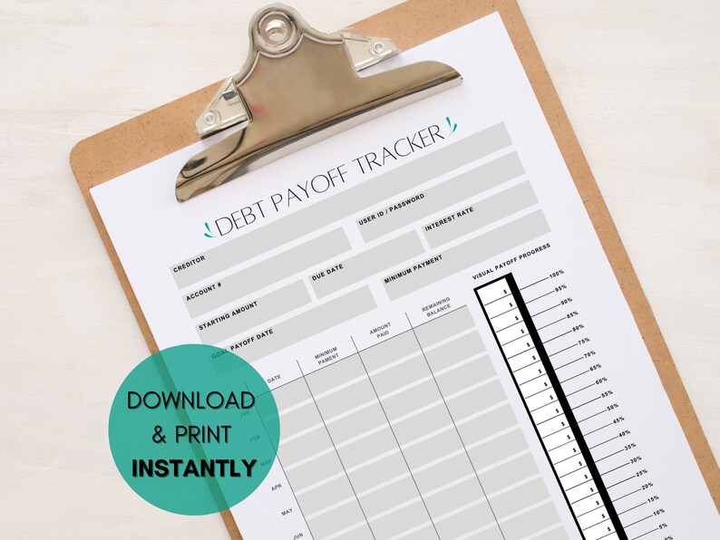 Debt Repayment Tracker Printable PDF | Snowball Debt Tracker, Avalanche ...