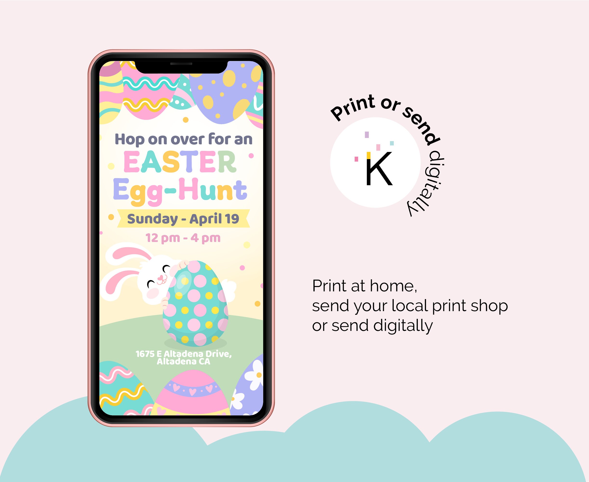 Easter Printable Invitation / CANVA Editable Egg Hunt Invitation ...