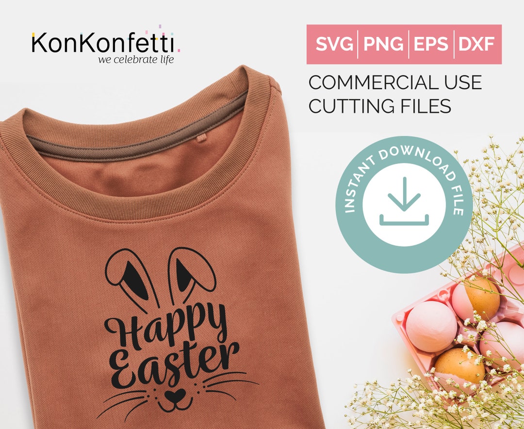 Happy Easter Cut File PNG SVG for Cricut. Commercial Use. Easter Bunny ...