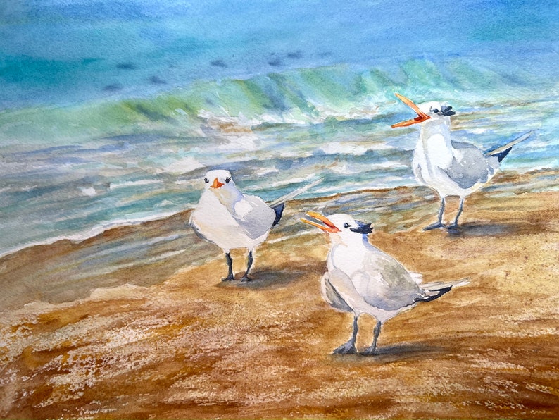 Watercolor Shore Birds on the Beach Giclee Prints Wall Art and - Etsy