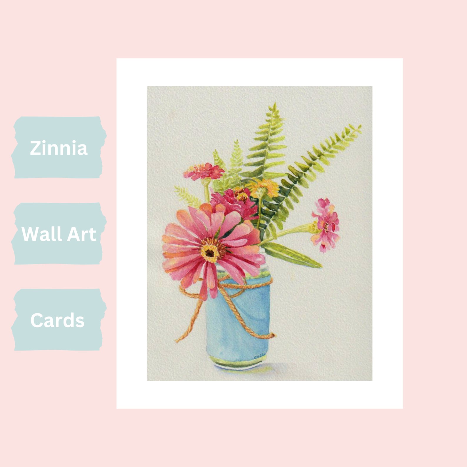 Watercolor Zinnias Fine Art Prints or Card Sets. Giclee Floral Wall Art ...