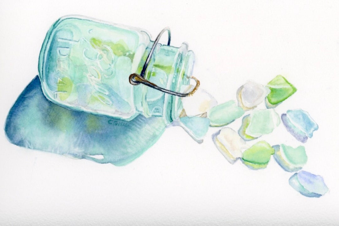 Watercolor "sea Glass Treasures" Prints, Canvas, and Cards From My ...