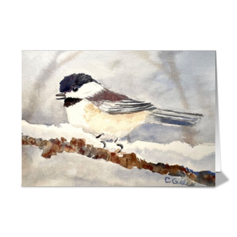 Chickadee in the Snow Watercolor Cards and Giclee Prints Made From My Original Art, Winter Card ...