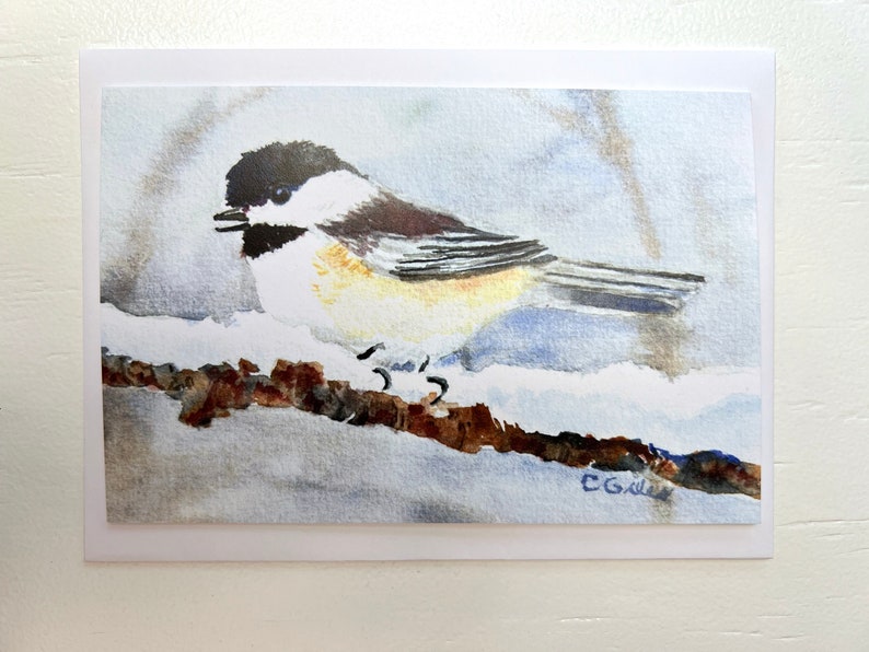 Chickadee in the Snow Watercolor Cards and Giclee Prints Made From My Original Art, Winter Card ...