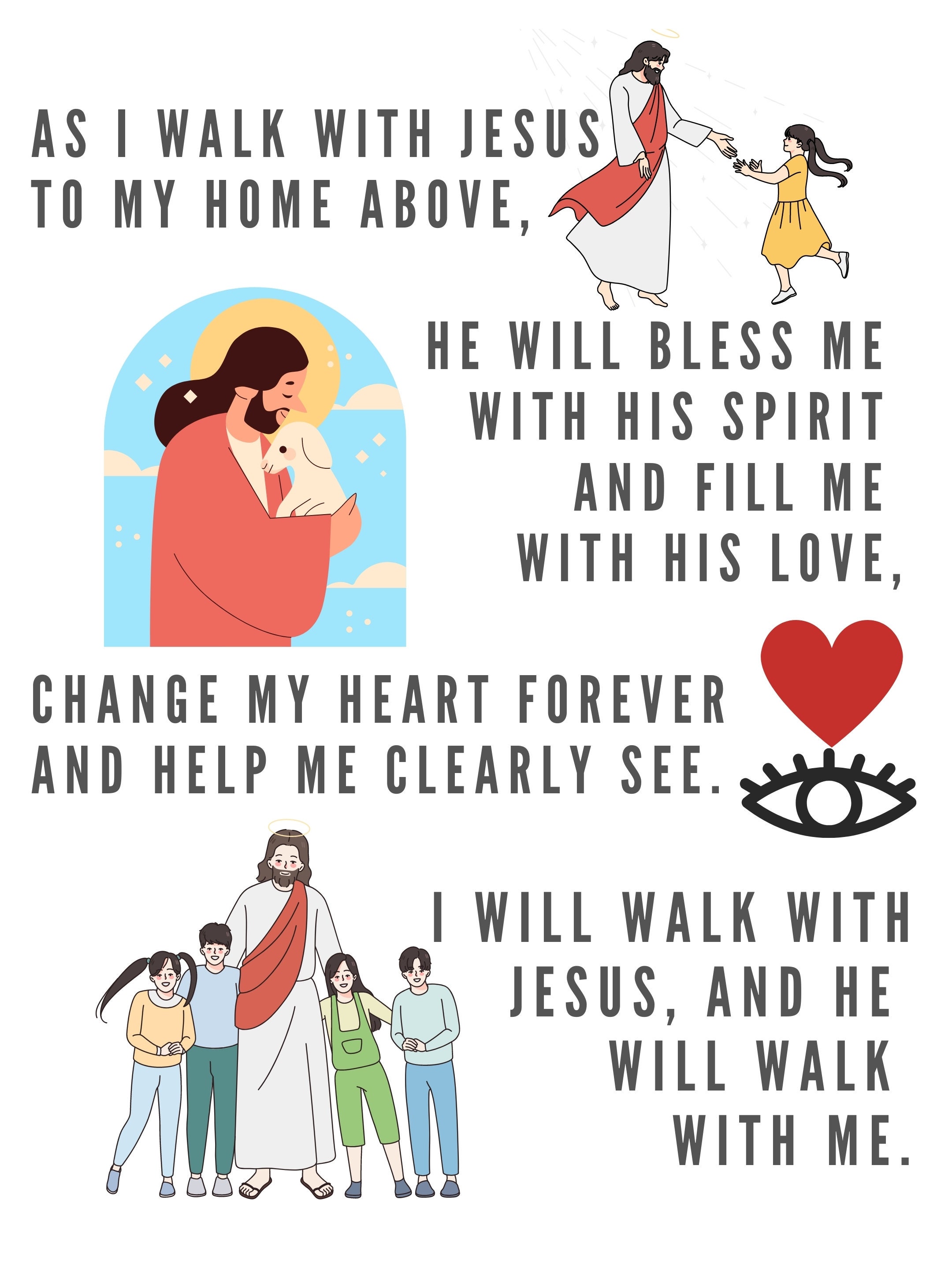 I Will Walk With Jesus Printable, Primary Music, LDS Primary Songs, New ...