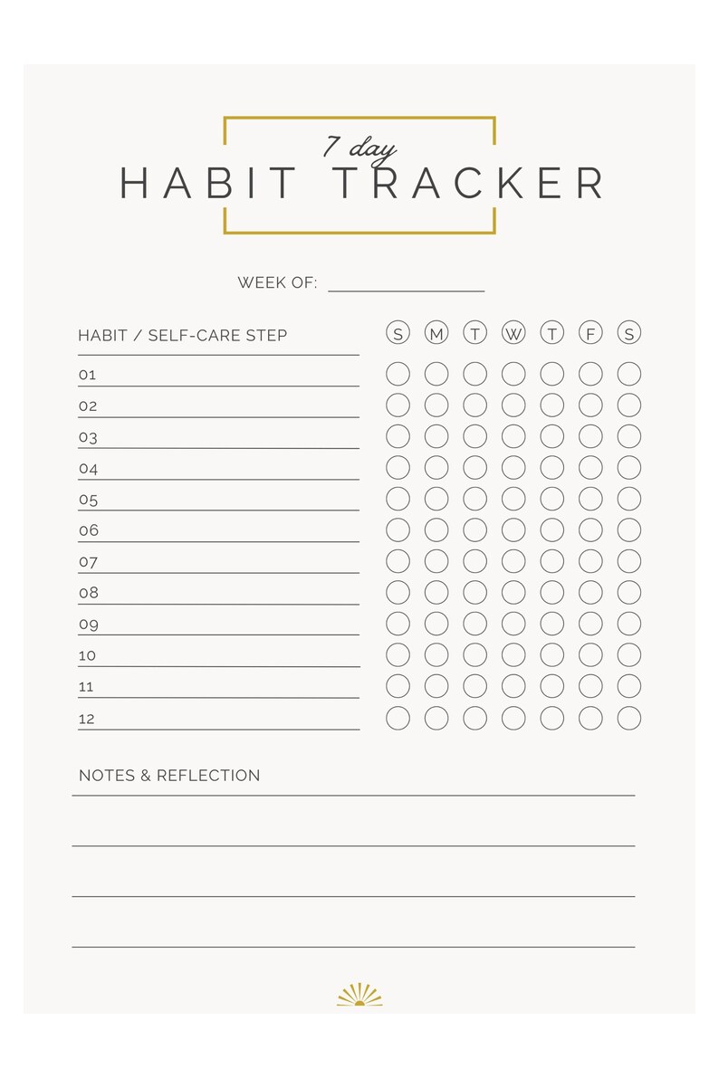 7 Day Habit Tracker, Weekly Habits, Goal Tracker, Goal Setter ...