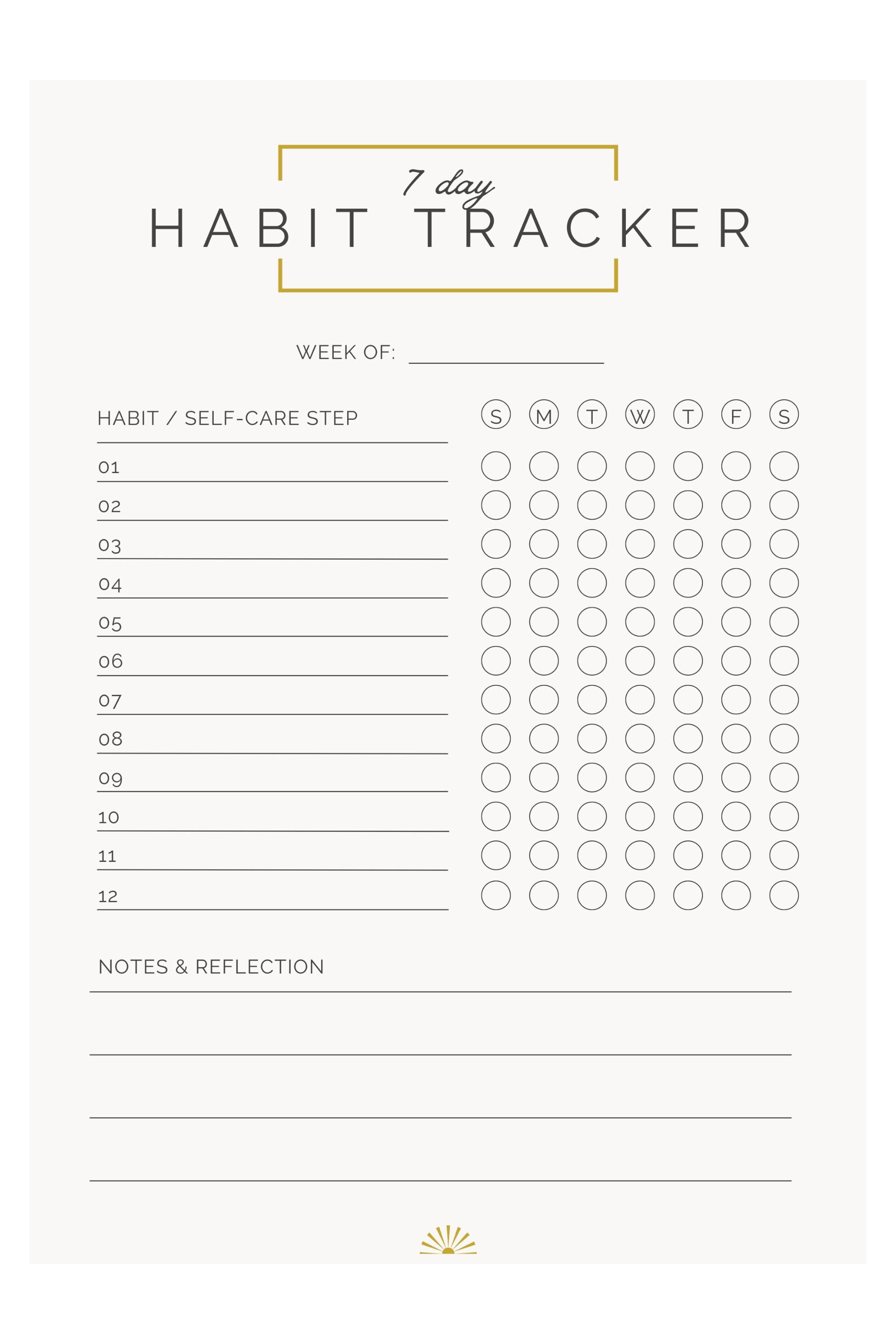 7 Day Habit Tracker, Weekly Habits, Goal Tracker, Goal Setter ...