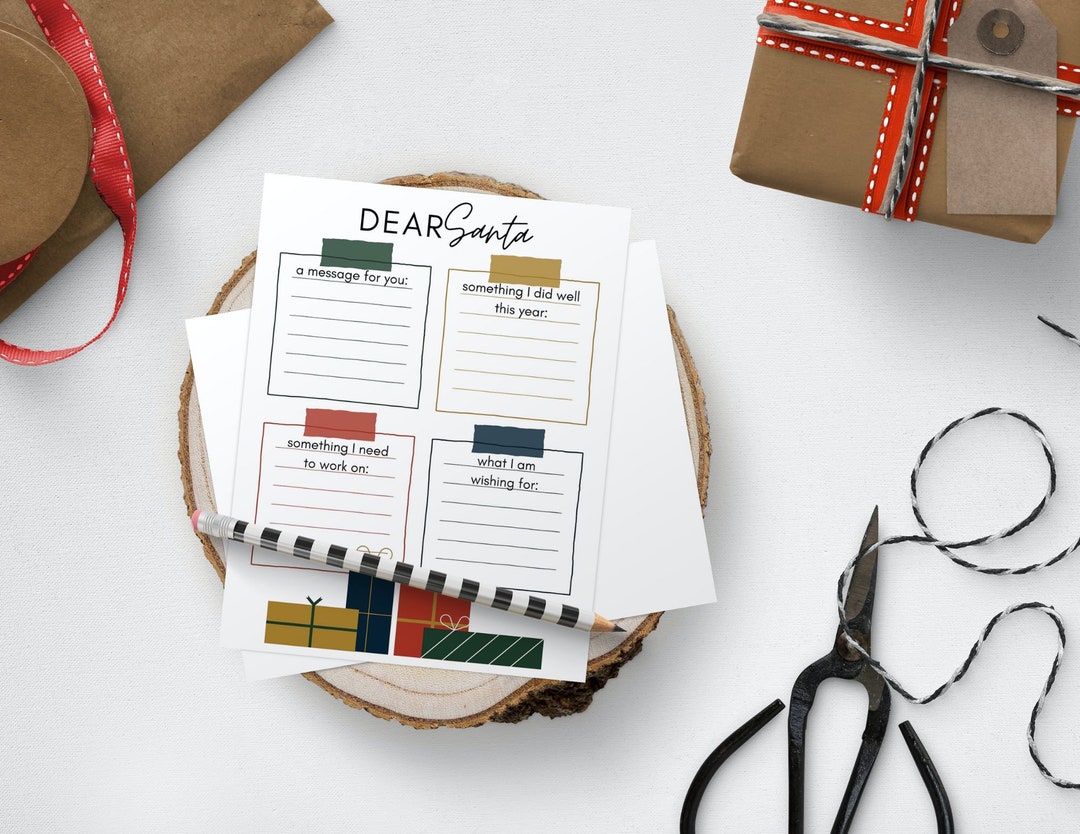 Dear Santa Printable- All Ages, Printable Santa Letter, Santa Claus ...