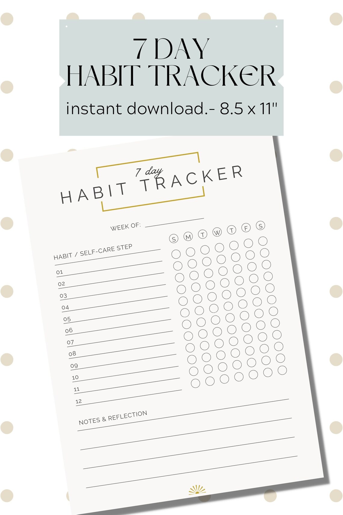 7 Day Habit Tracker, Weekly Habits, Goal Tracker, Goal Setter ...