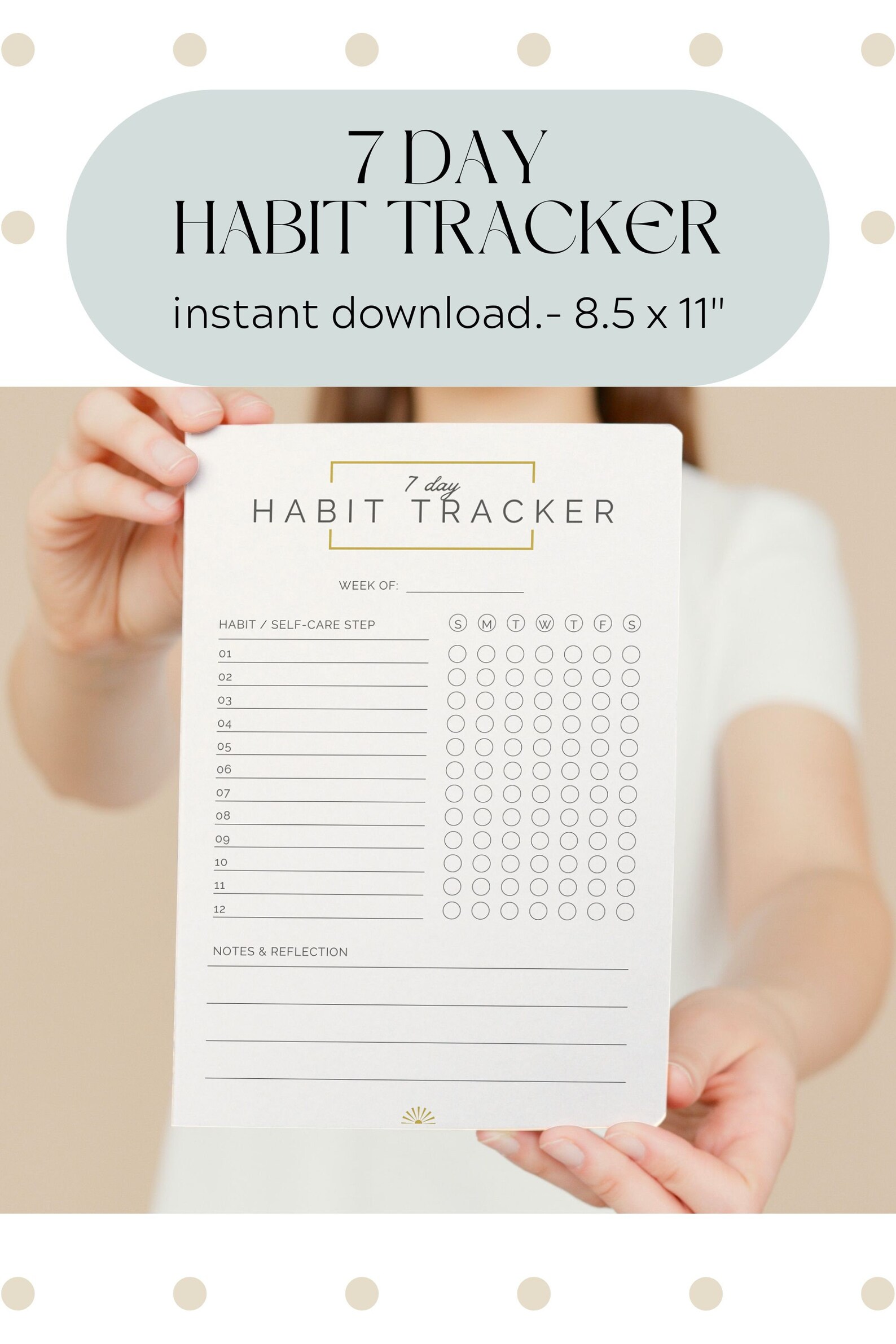 7 Day Habit Tracker, Weekly Habits, Goal Tracker, Goal Setter ...